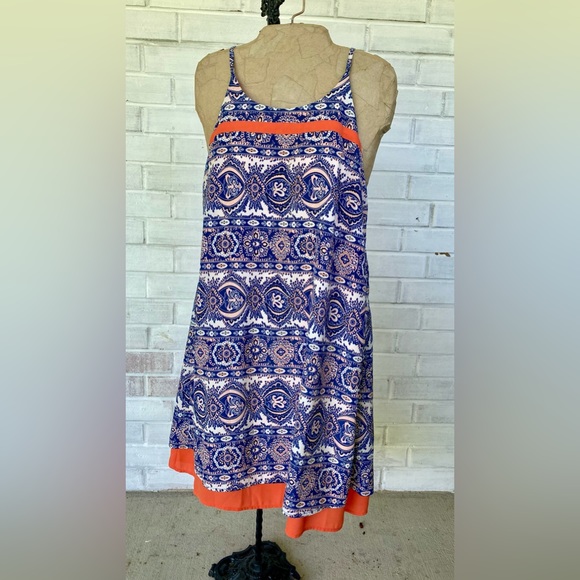 THML | Dresses | Anthropologie Thml Blue Orange Dress L | Poshmark